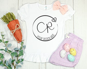 ARB BLANKS Girls White RUFFLE T-shirt Mock up Mockup Image Sublimation ...