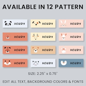 Printable Cute Animal Kids Name Sticker for School Supplies - Etsy