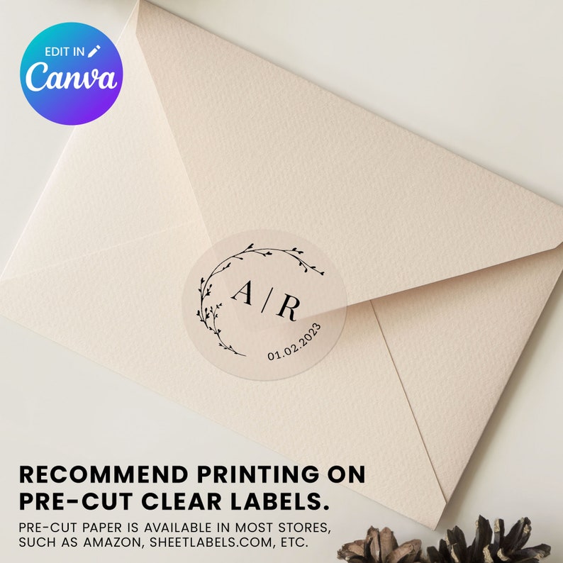 Custom Wedding Envelope Seal Template Printable Circle - Etsy