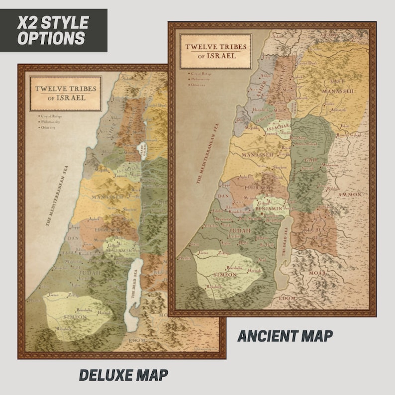 Bible Map of Israel 12 Tribes of Israel, Twelve Tribes of Israel Map ...