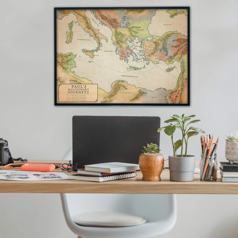 Bible Map of Pauls Missionary Journeys Ancient Maps of Early Christian ...