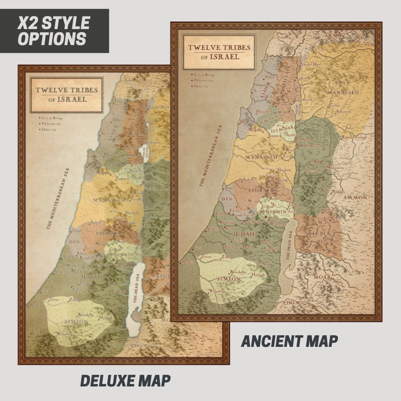 Mapa bíblico de Israel 12 tribus de Israel, Mapa de las doce tribus de ...