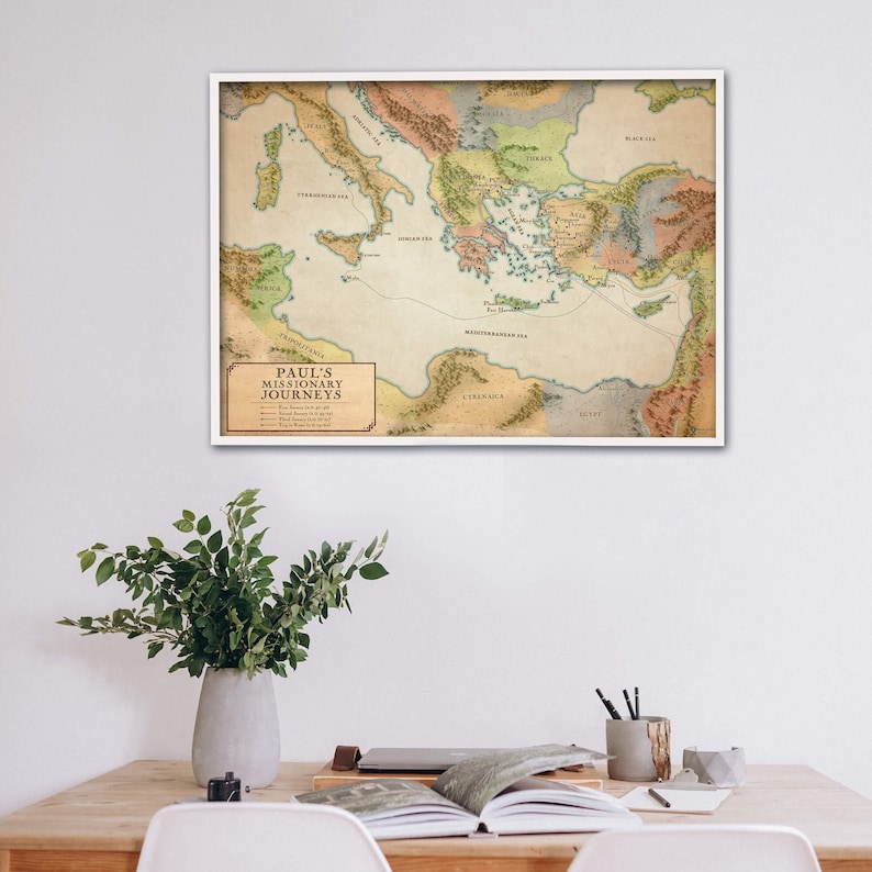 Bible Map of Pauls Missionary Journeys Ancient Maps of Early Christian ...