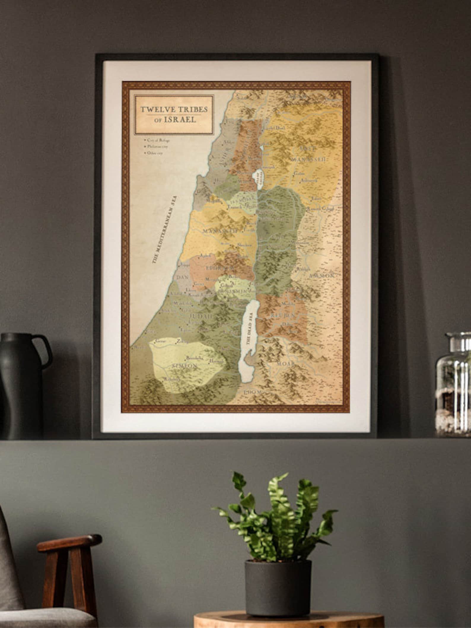Bible Map of Israel 12 Tribes of Israel, Twelve Tribes of Israel Map ...
