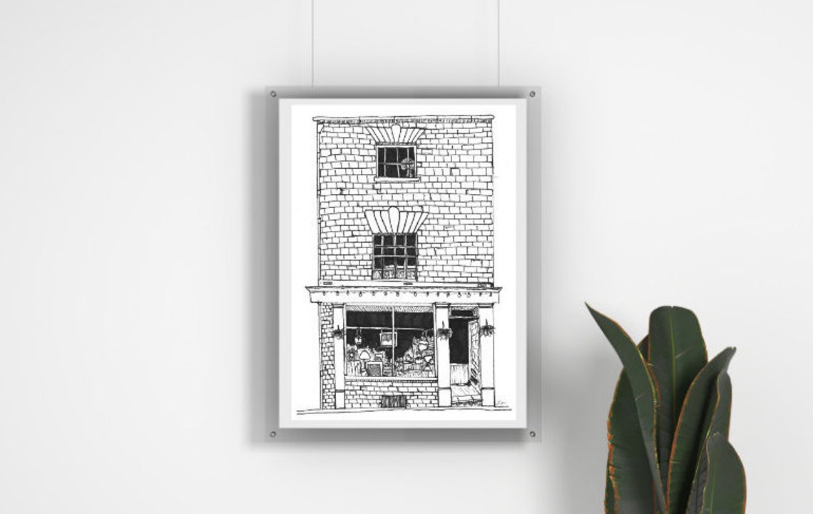 Black Brick Pen Building Downloadable Print Simple Black and White ...