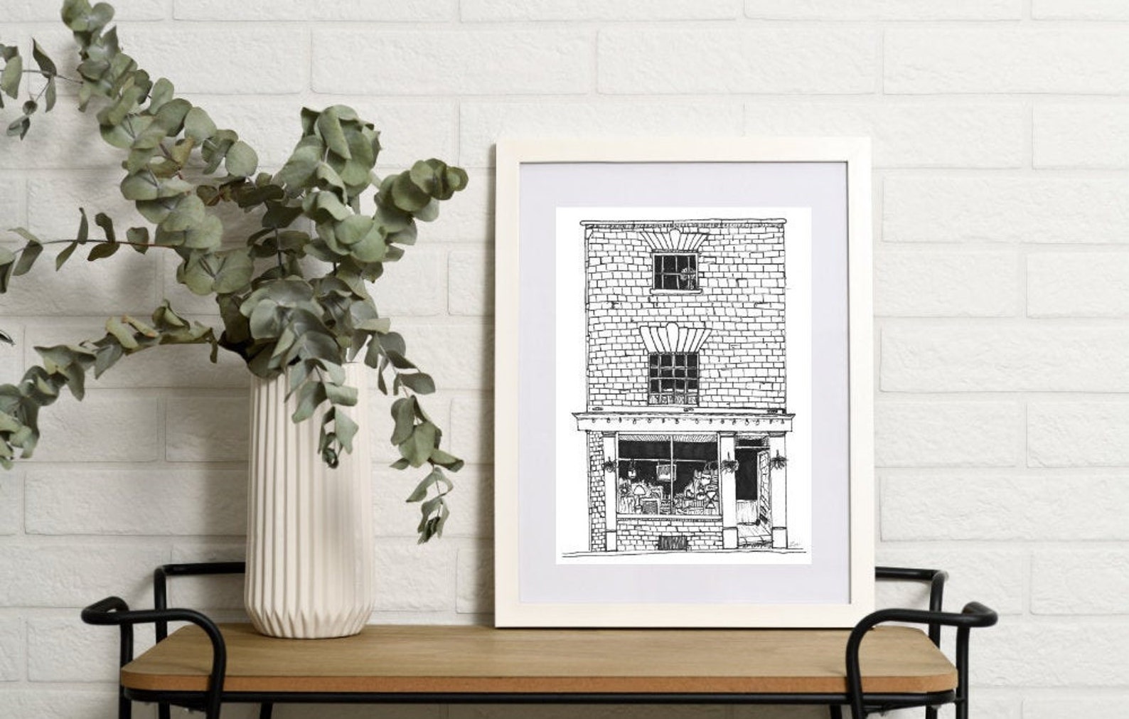 Black Brick Pen Building Downloadable Print Simple Black and White ...