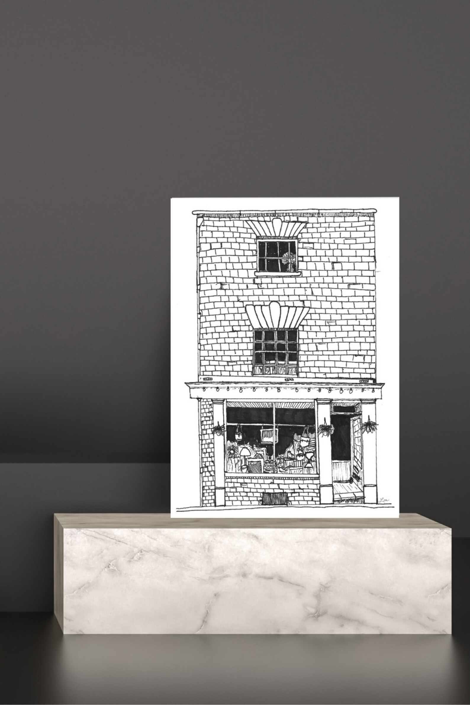 Black Brick Pen Building Downloadable Print Simple Black and White ...