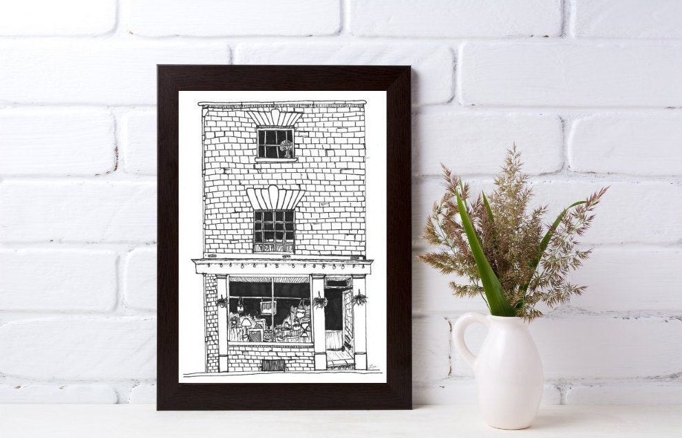 Black Brick Pen Building Downloadable Print Simple Black and White ...