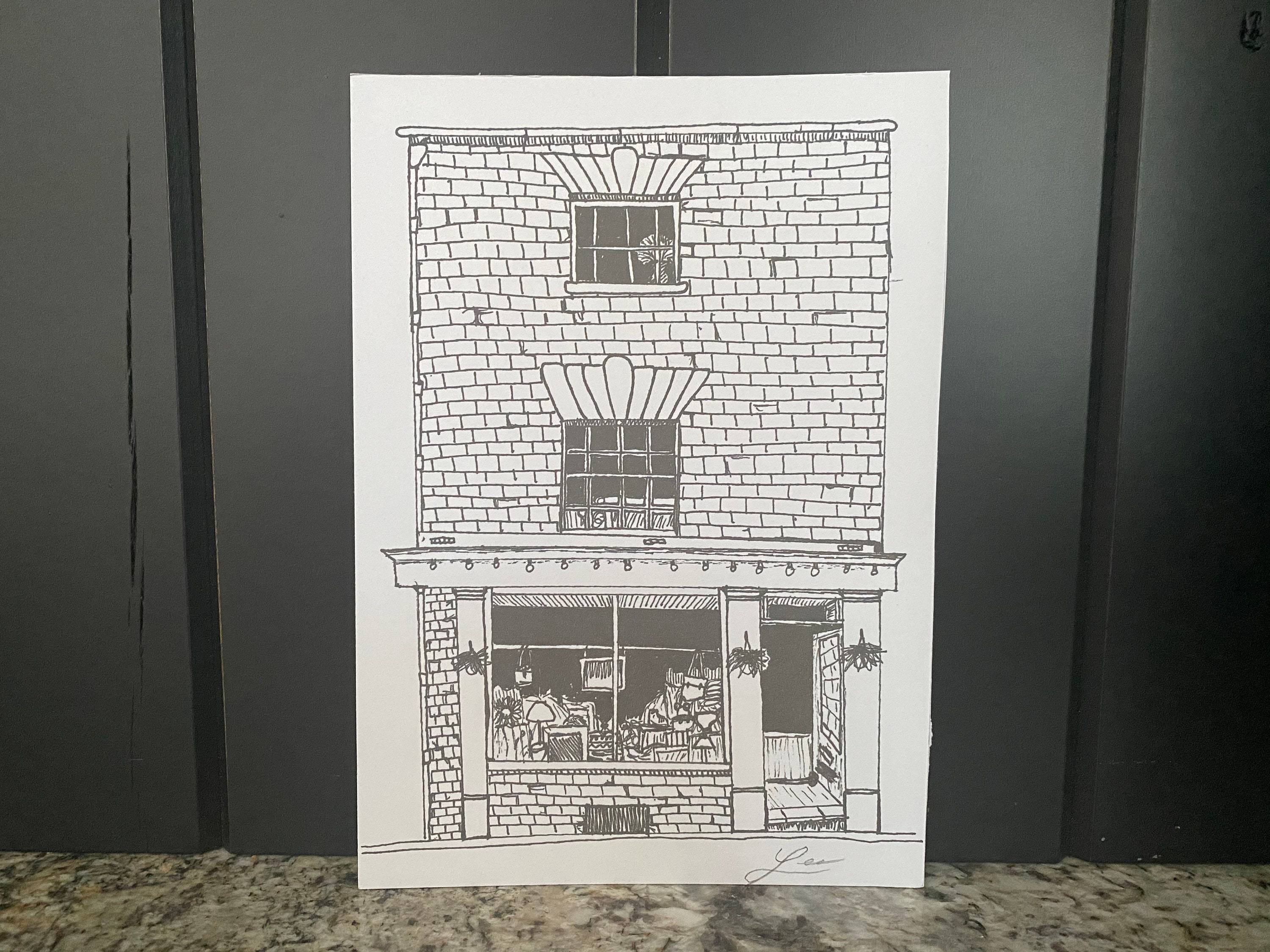 Black Brick Pen Building Downloadable Print Simple Black and White ...