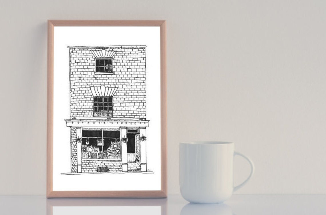 Black Brick Pen Building Downloadable Print Simple Black and White ...