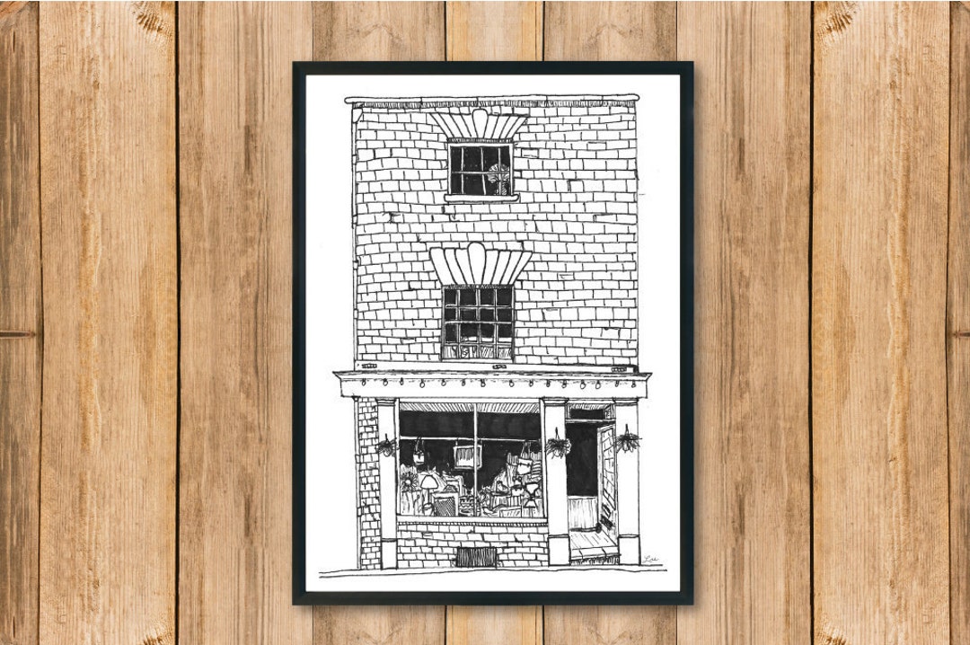Black Brick Pen Building Downloadable Print | Simple Black and White ...