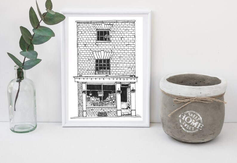 Black Brick Pen Building Downloadable Print | Simple Black and White ...