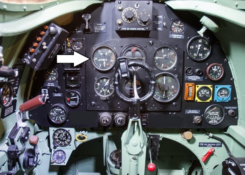 WW2 Spitfire Aircraft Airspeed Indicator 490 Knots Gauge RAF Vintage ...