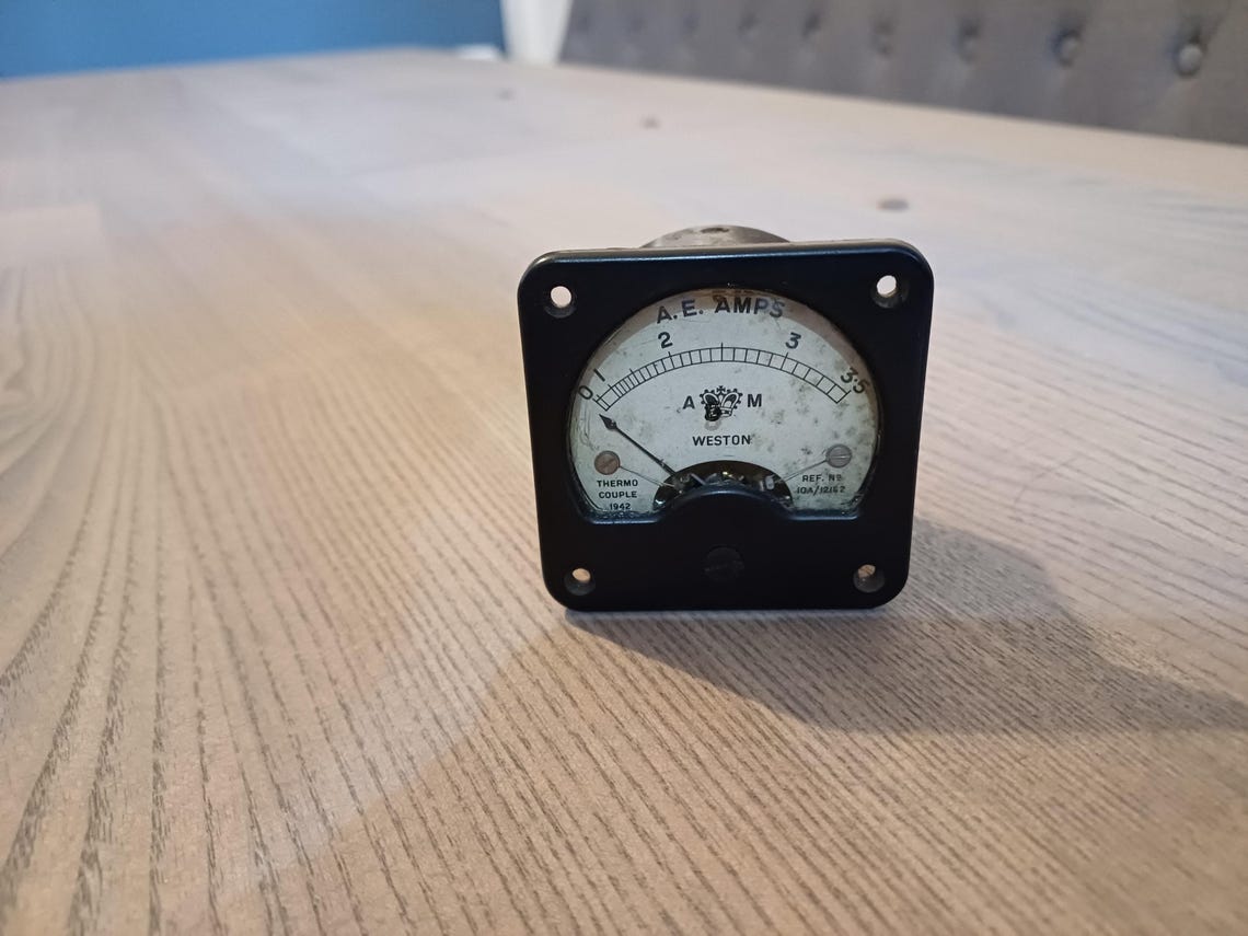 Rare WW2 Air Ministry RAF Hawker Hurricane Aircraft Amp Meter Gauge 10A ...