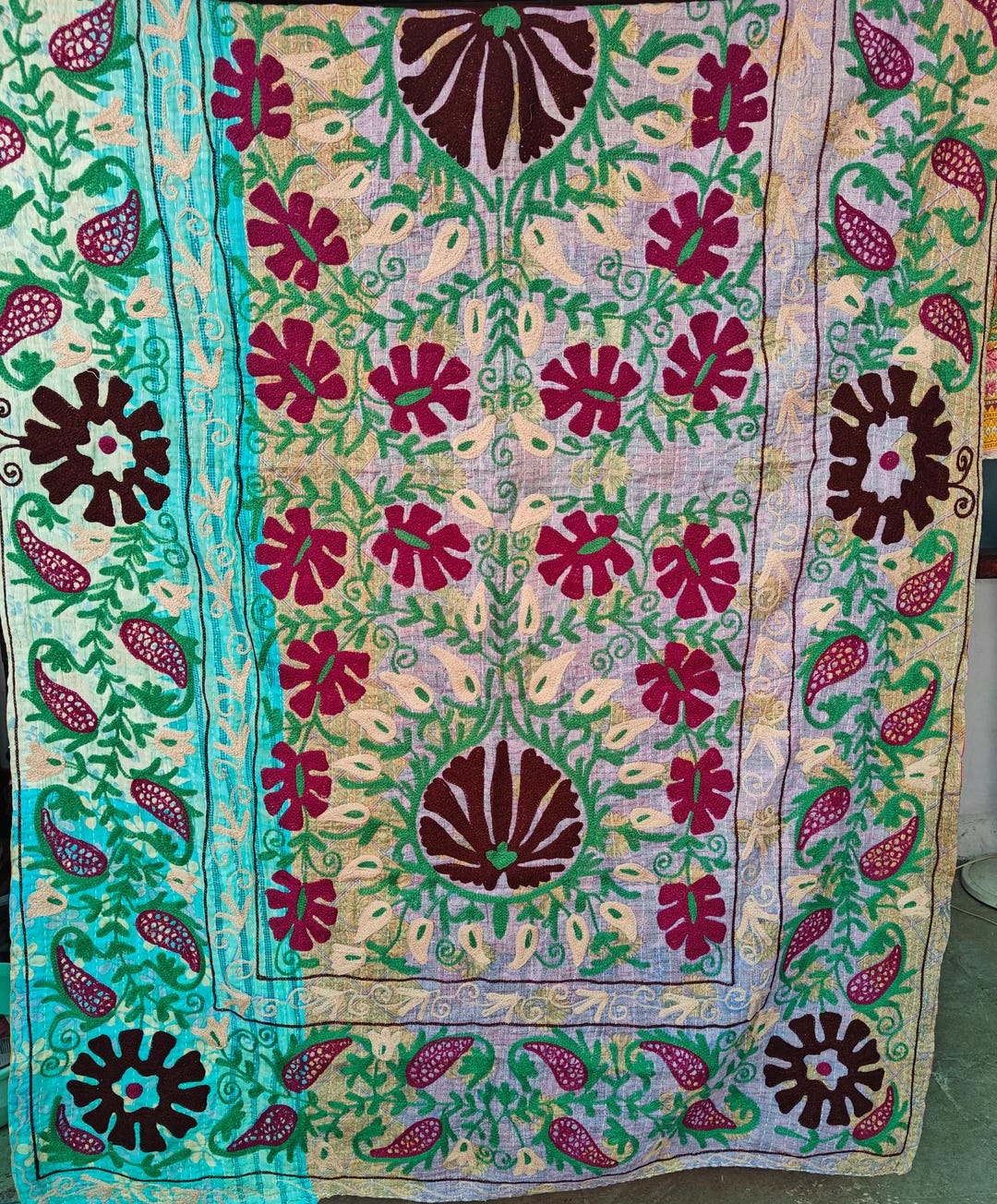 Indian High Quality Sujani Quilt Handmade Cotton Sujani Throw Beautiful ...