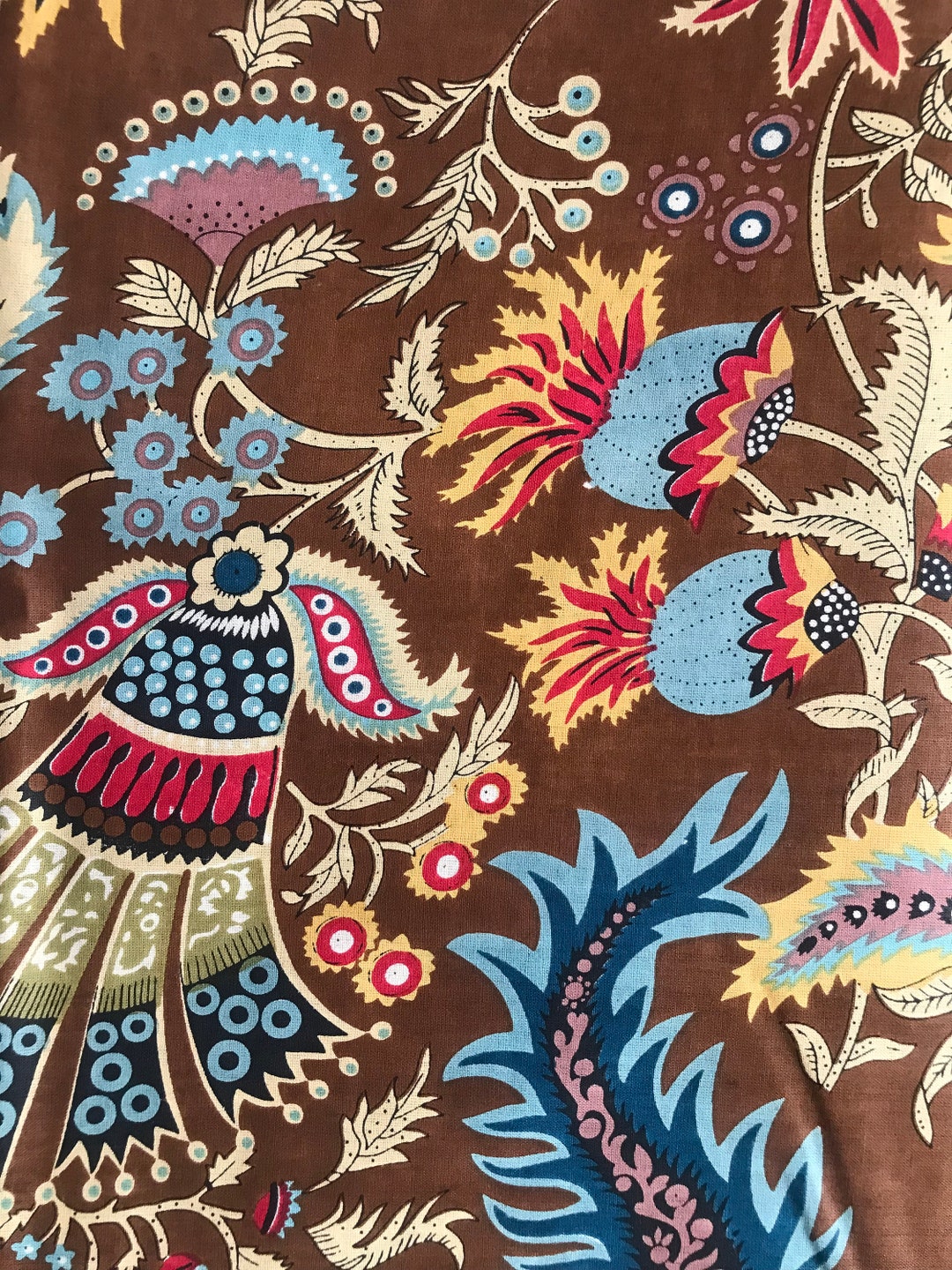 Brown Colour Floral Batik Ikat Print Jaipur Hand Block Print Fabric ...