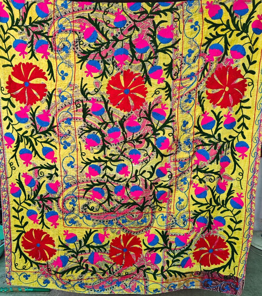 Indian High Quality Sujani Quilt Handmade Cotton Sujani Throw Beautiful ...