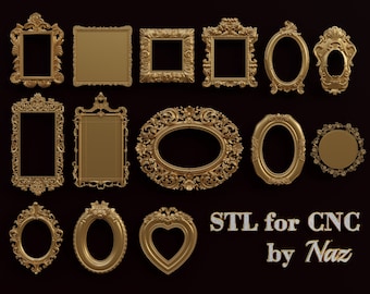 15 Ready to Use STL Files of Mirror and Photo Frames for CNC Machining and Creative Designing ...