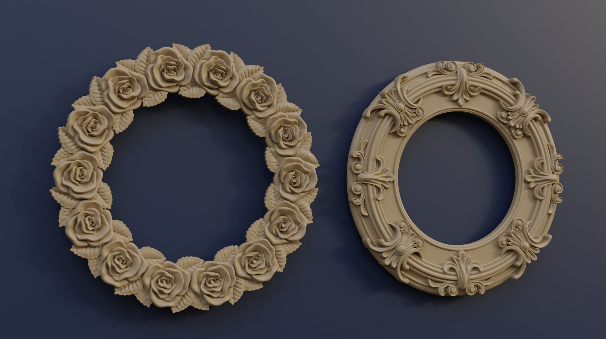 3D Frames STL File Collection for CNC Machine | Blender 3dsmax Modeling Decorative Wall Mirror ...