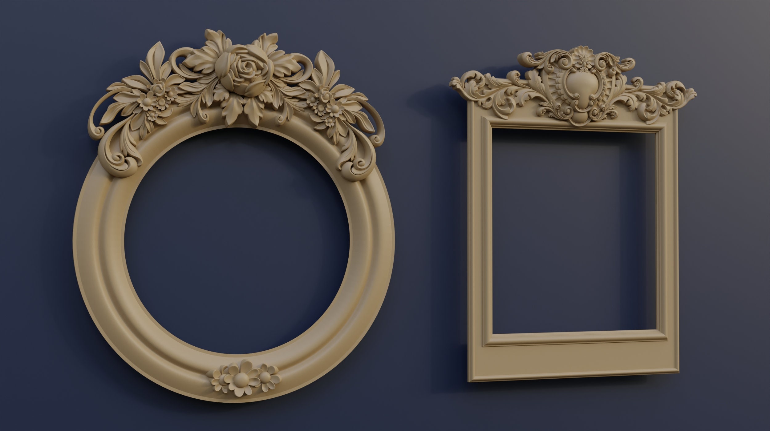 3D Frames STL File Collection for CNC Machine | Blender 3dsmax Modeling Decorative Wall Mirror ...