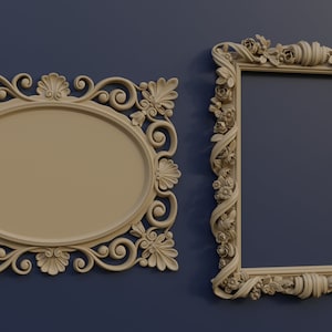 3D Frames STL File Collection for CNC Machine | Blender 3dsmax Modeling Decorative Wall Mirror ...