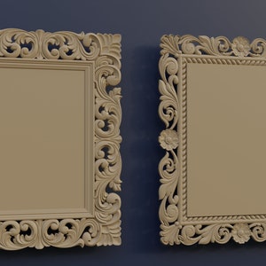3D Frames STL File Collection for CNC Machine | Blender 3dsmax Modeling Decorative Wall Mirror ...