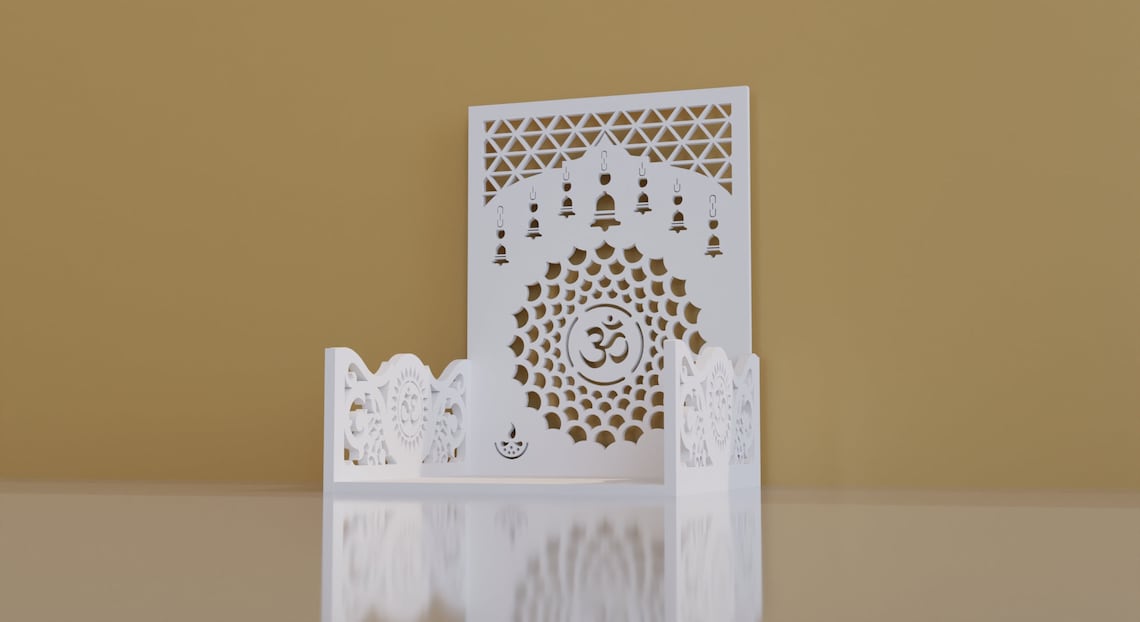 Mandir With Om Design for Home and Office | Temple Design Cutting Pooja ...
