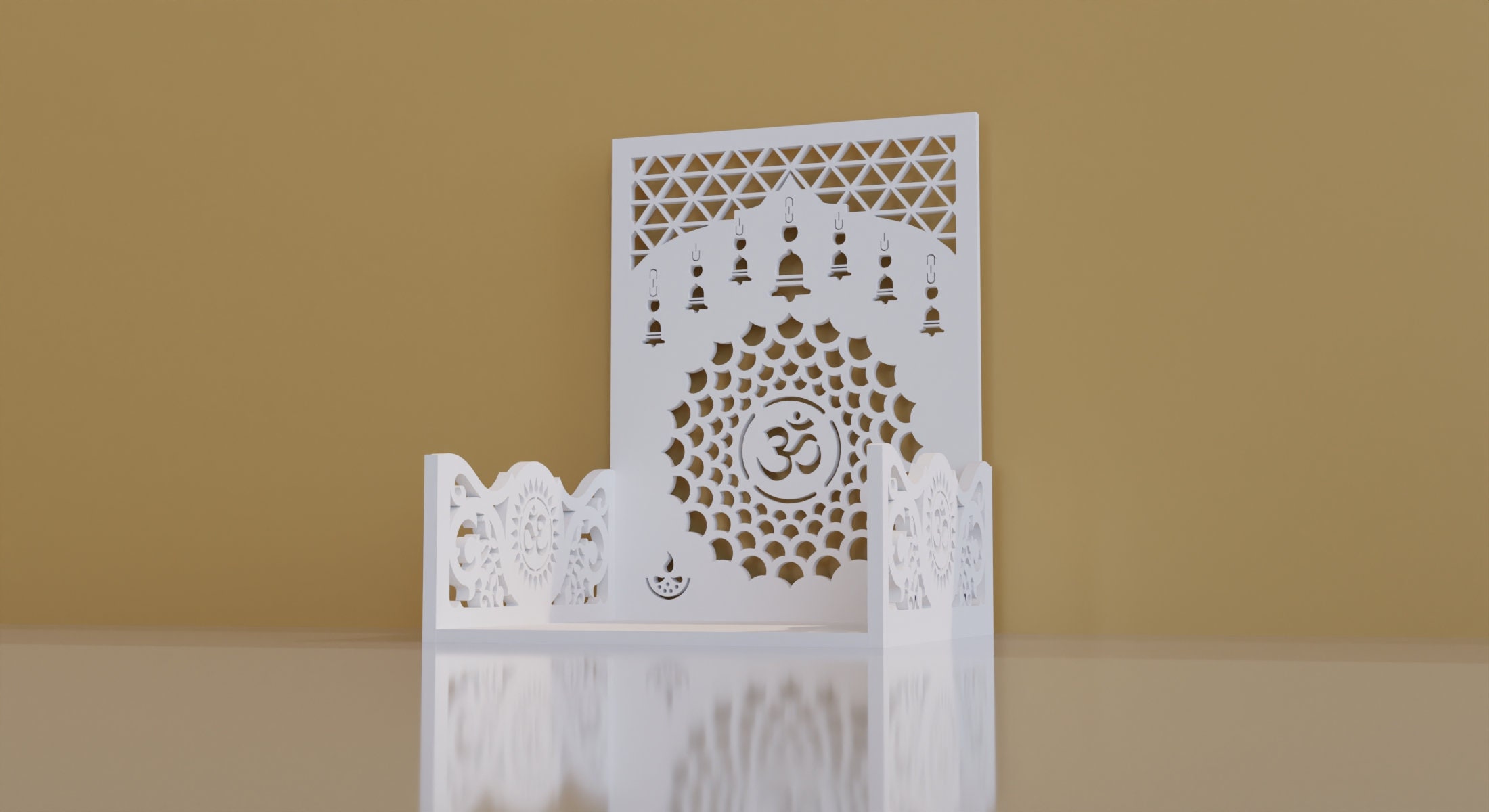 Mandir With Om Design for Home and Office | Temple Design Cutting Pooja ...