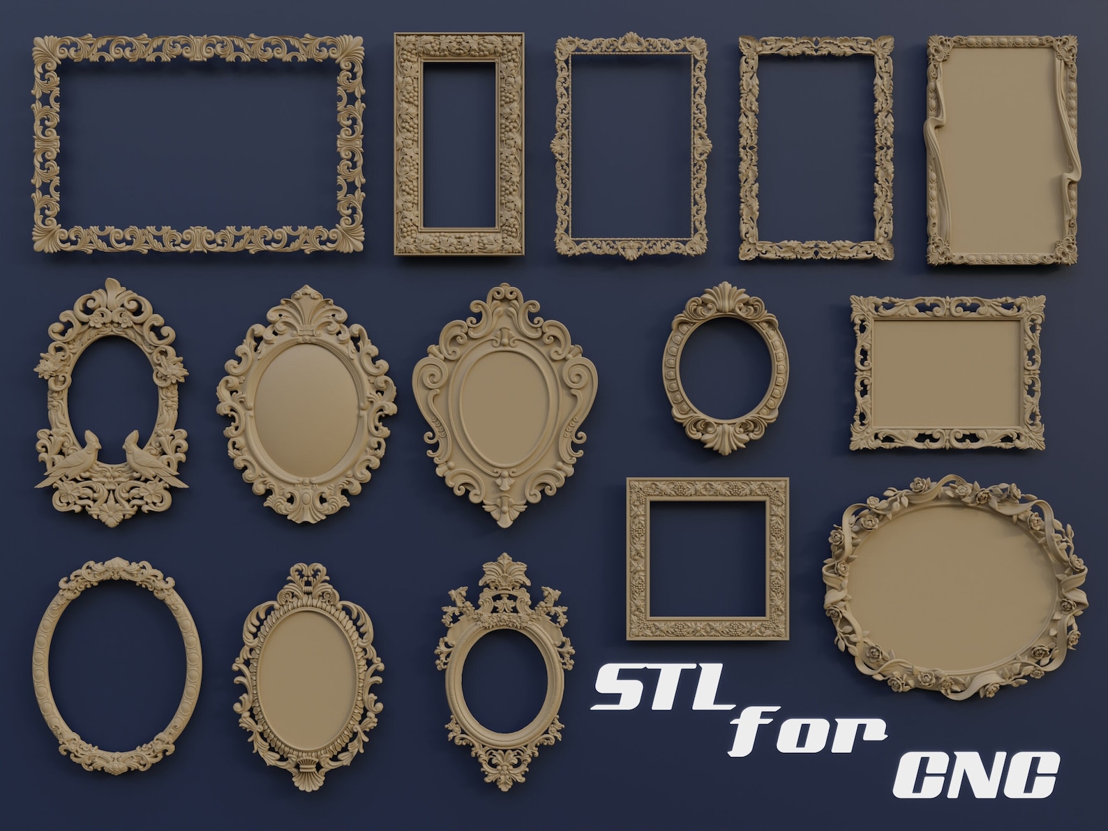 15 STL Frames File Collection for CNC Machine | Blender 3dsmax 3D ...