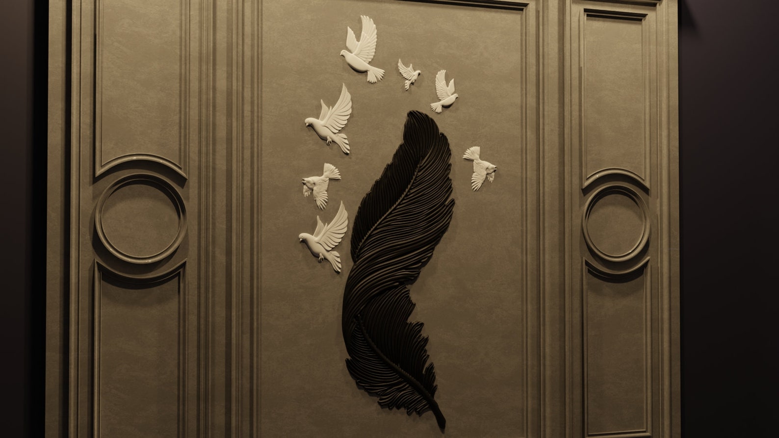 3D Feather Design With Birds STL File for CNC Carving and 3D Printing ...