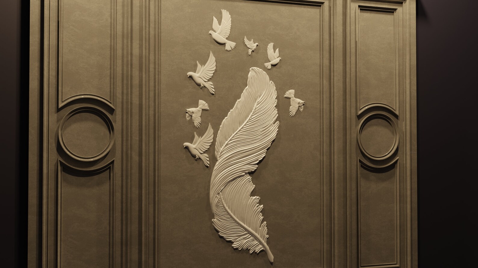 3D Feather Design With Birds STL File for CNC Carving and 3D Printing ...