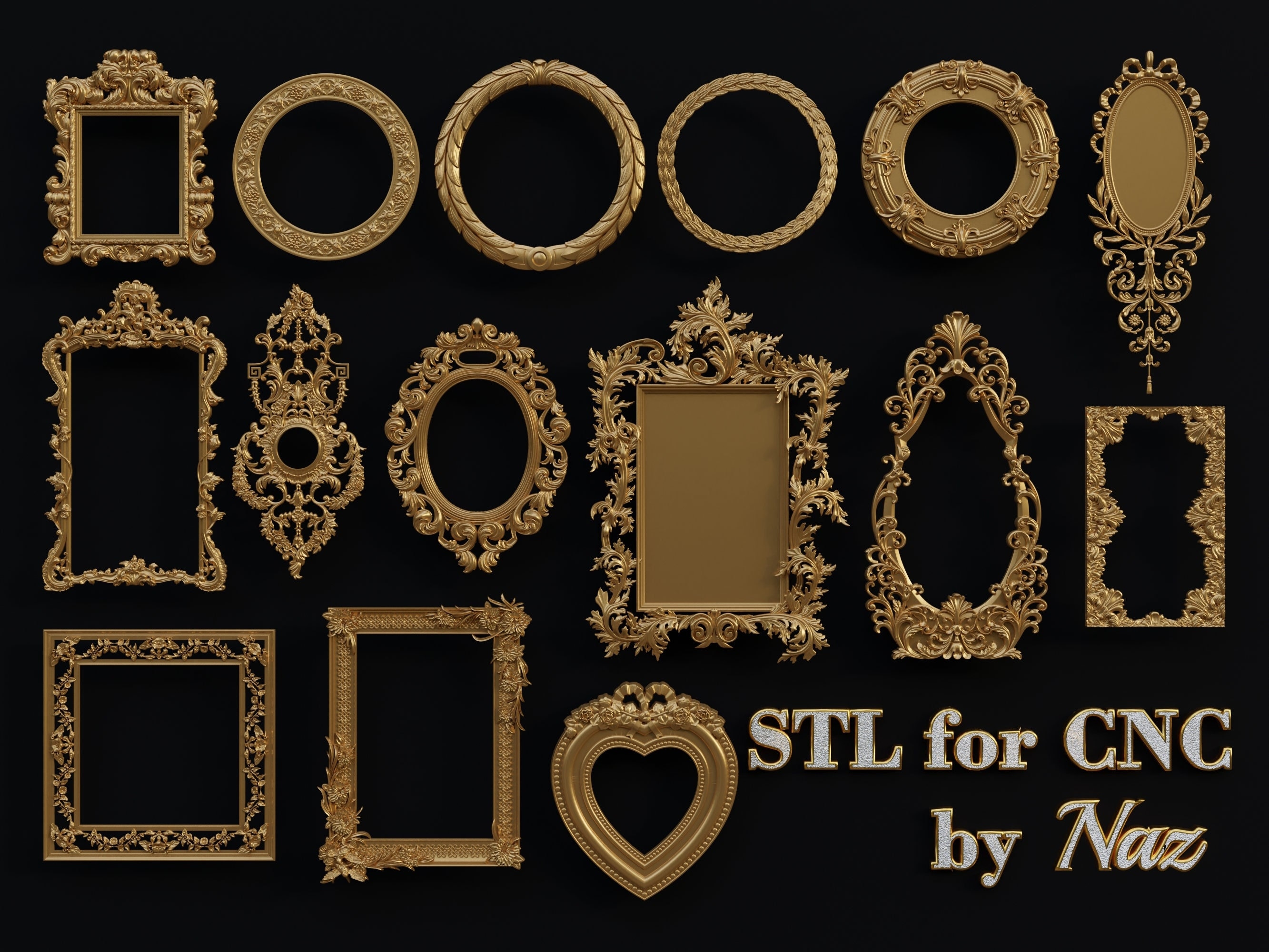 15 Ready to Use STL Files of Mirror and Photo Frames for CNC Machining and Creative Designing ...