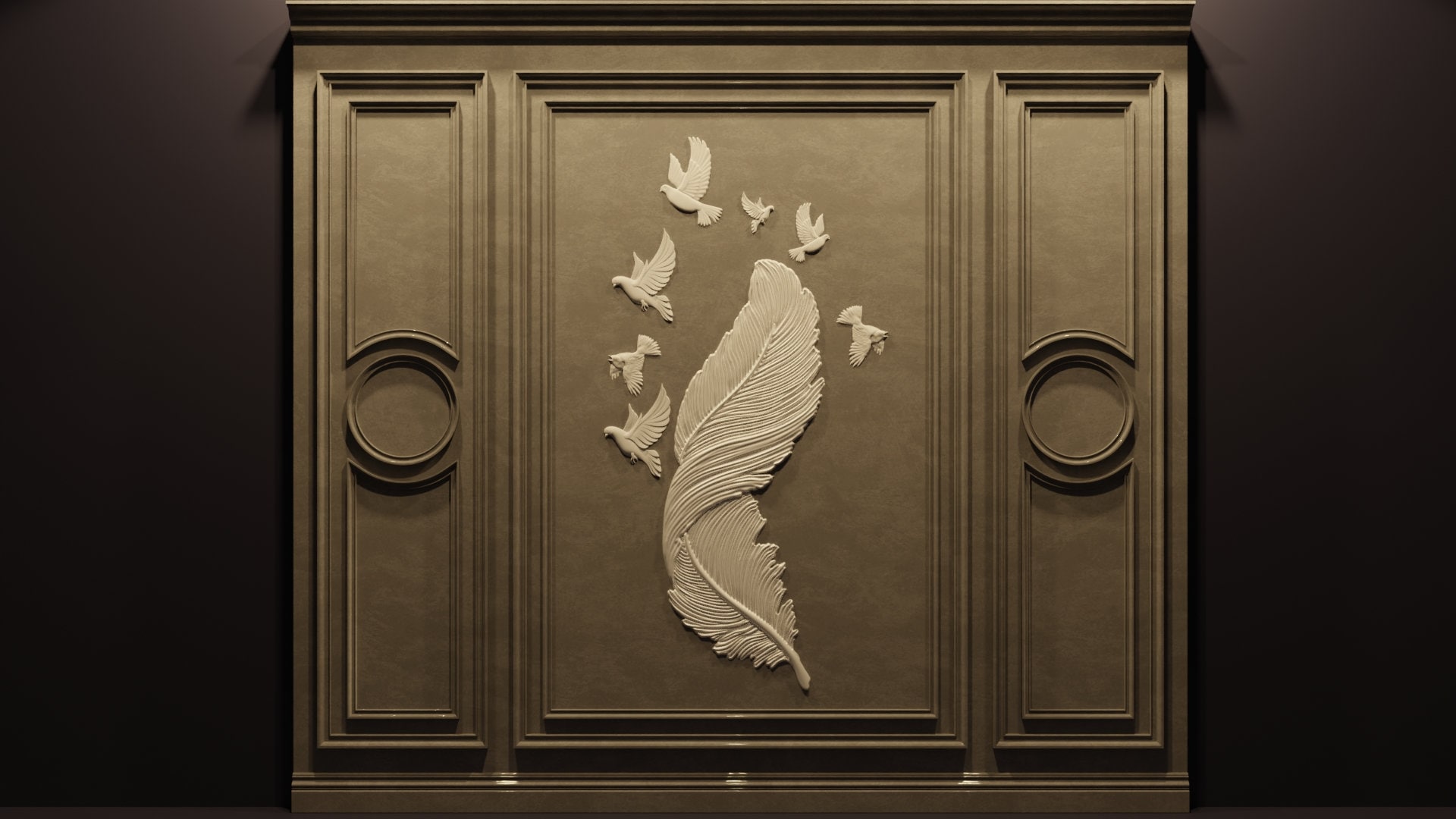 3D Feather Design With Birds STL File for CNC Carving and 3D Printing ...