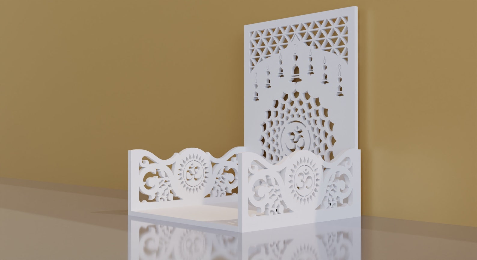 Mandir With Om Design for Home and Office | Temple Design Cutting Pooja ...