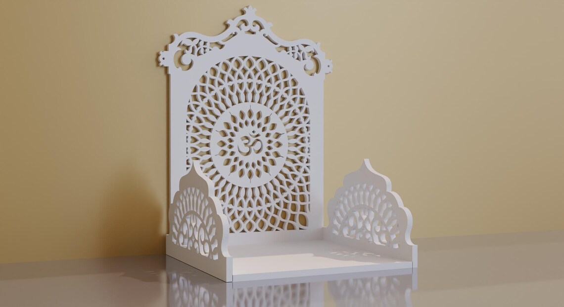 Mandir With Om Design | Temple Design Cutting Pooja Room Jali | CNC ...