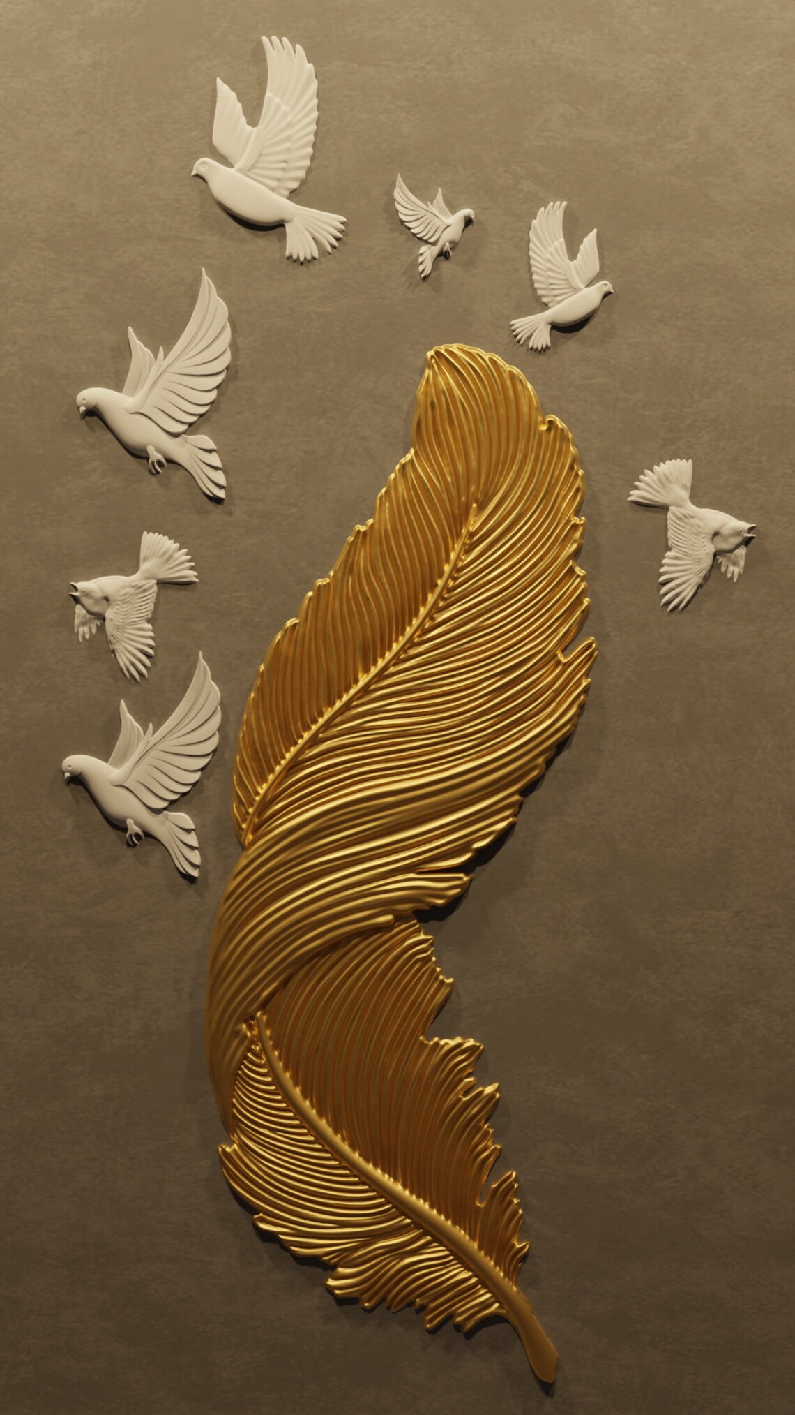 3D Feather Design With Birds STL File for CNC Carving and 3D Printing ...