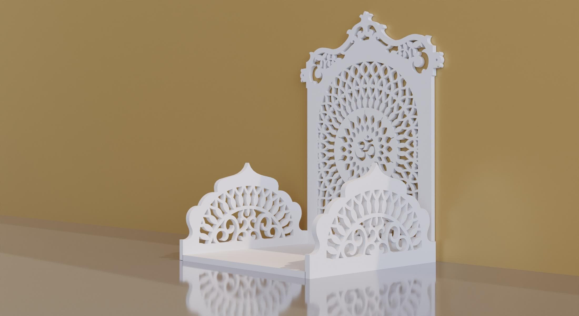Mandir With Om Design | Temple Design Cutting Pooja Room Jali | CNC ...