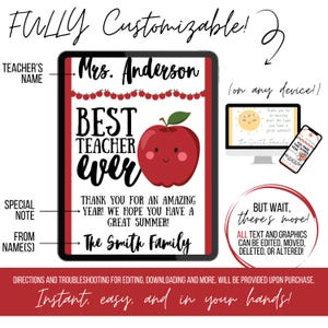 End of Year Teacher Appreciation Gift Tags Instant Editable ...