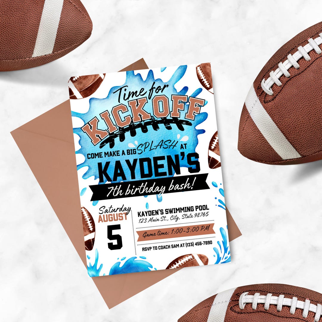 Football Pool Party Instant Editable Personalized Digital Summer ...