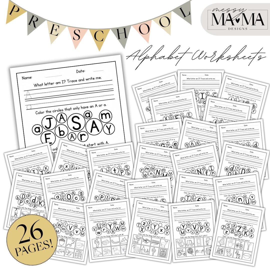 Preschool Alphabet Worksheets | 26-page PDF | Letters Printable ...