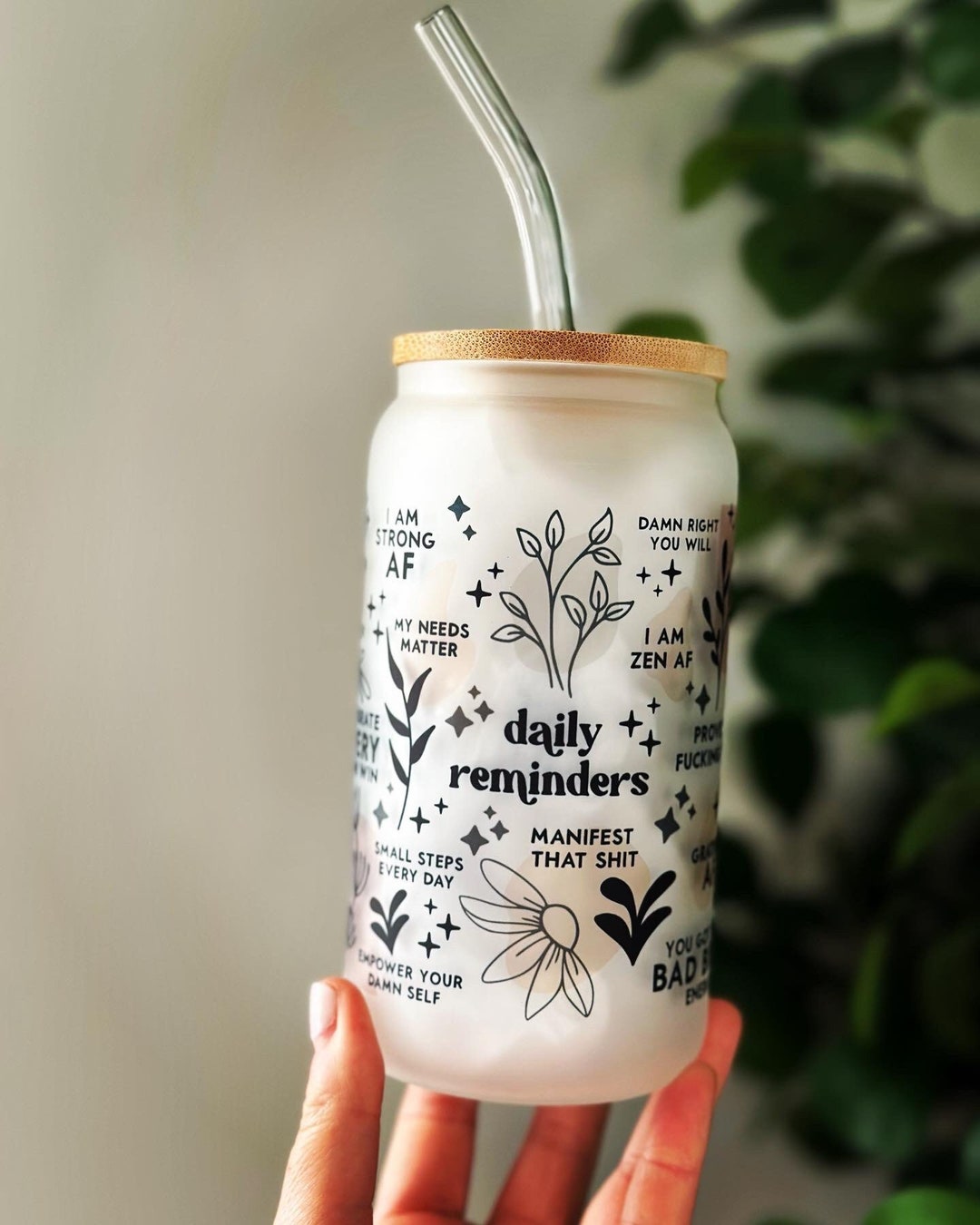 Daily Reminders Tumbler Daily Affirmation Quotes Iced Coffee Cup ...