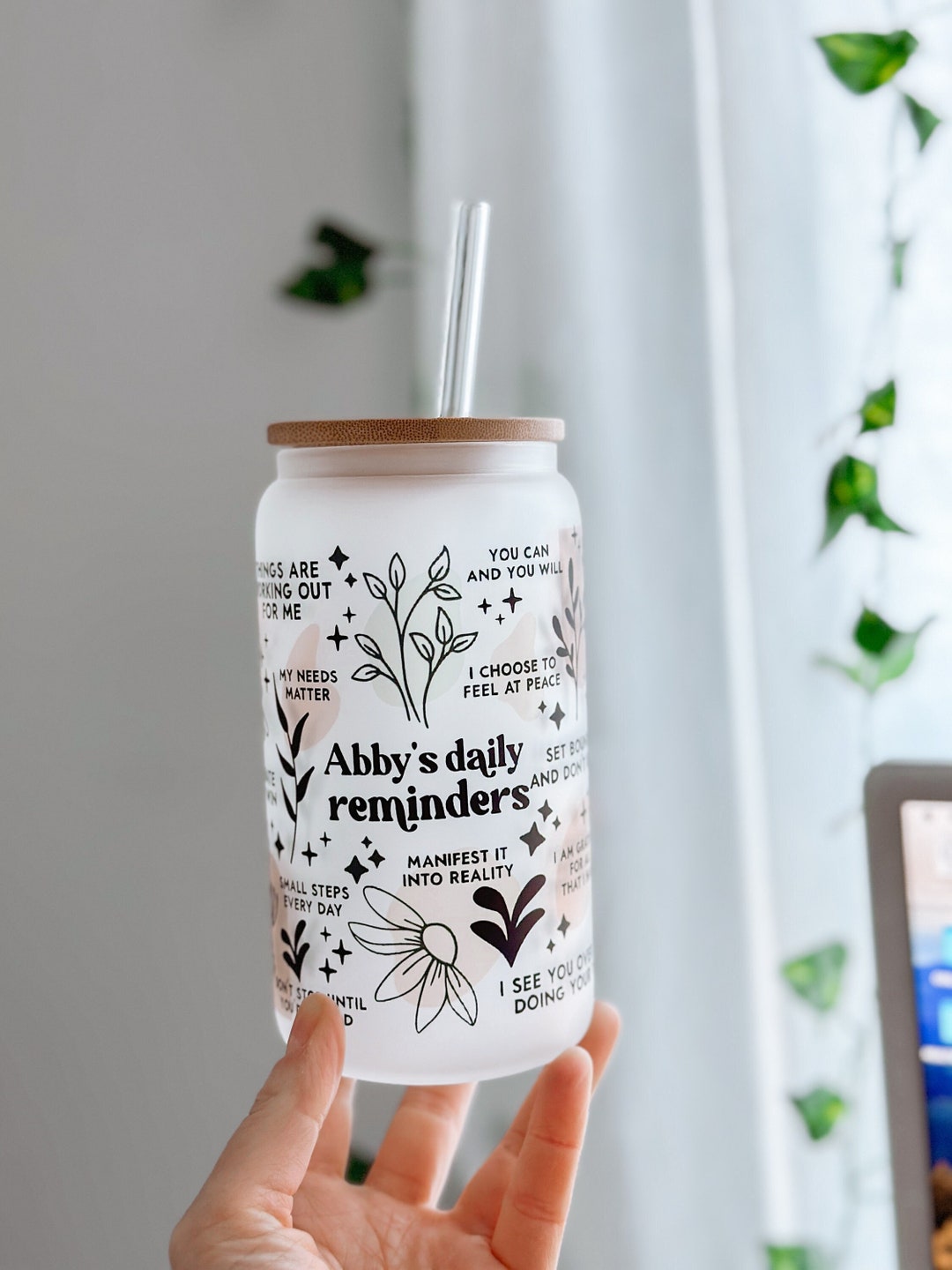 Custom Name Daily Reminders Glass Tumbler Mental Health Tumbler Daily ...