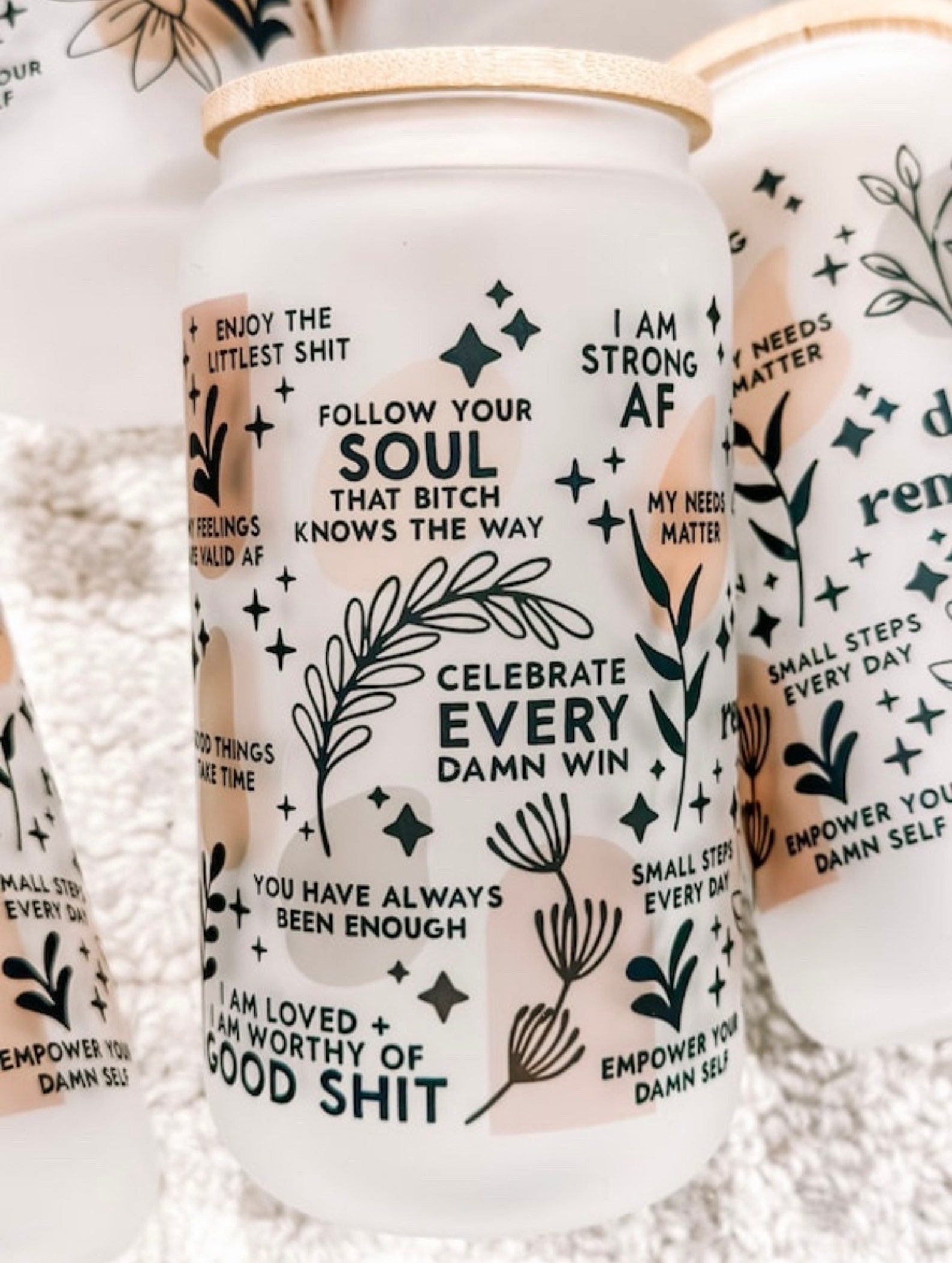 Daily Reminders Glass Tumbler Affirmations Glass Cup 16oz Daily ...