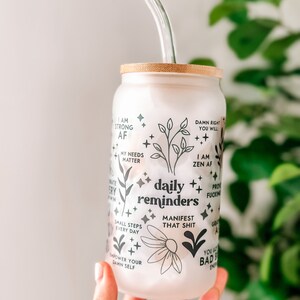 Daily Reminders Tumbler Daily Affirmation Quotes Iced Coffee Cup ...