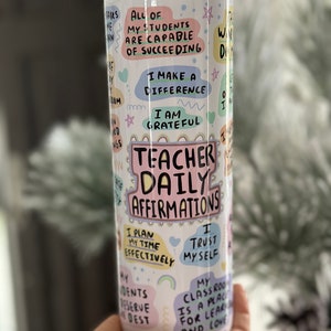 Teacher Daily Affirmations Tumbler,daily Affirmations,20oz Daily ...