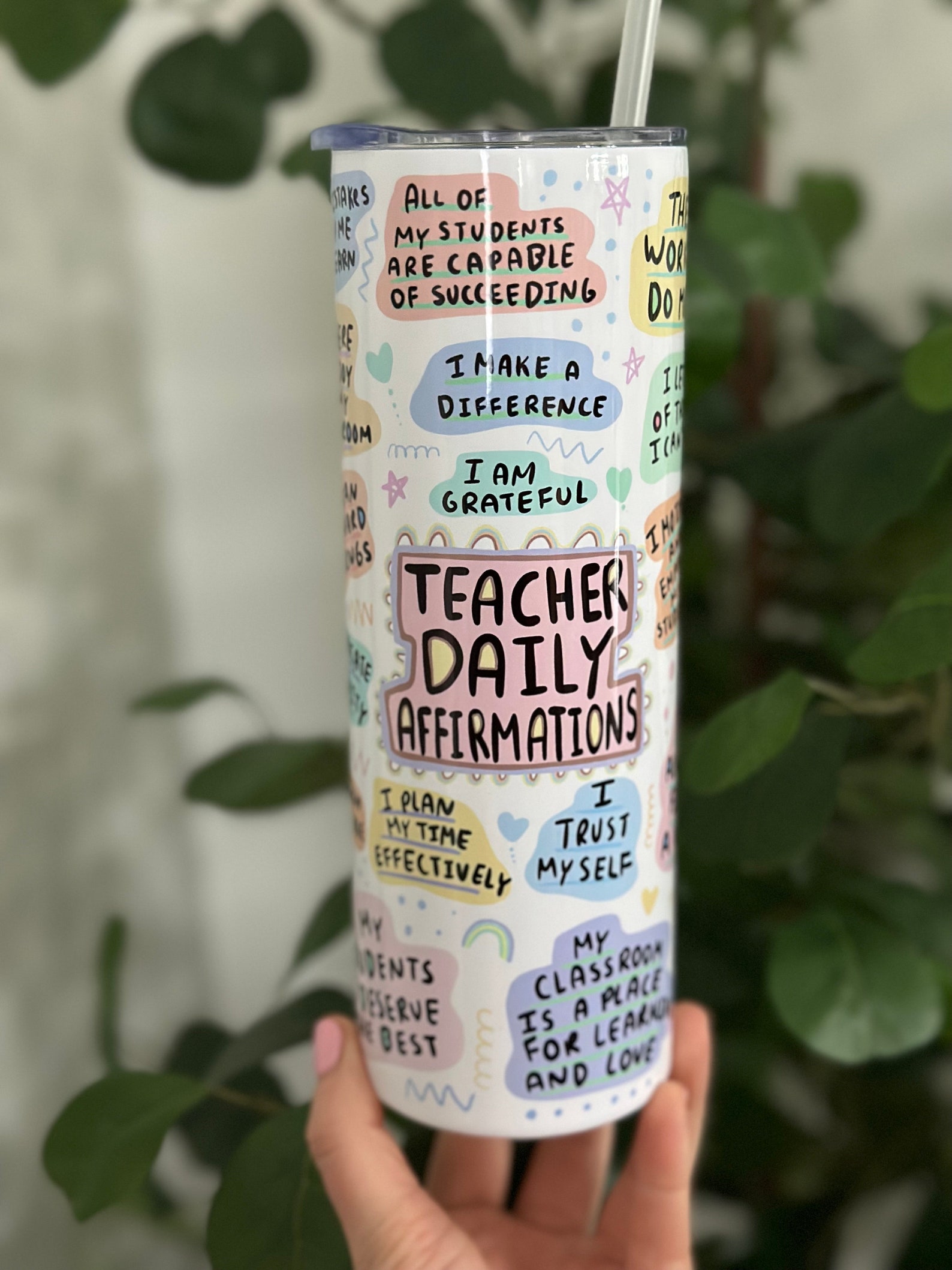 Teacher Daily Affirmations Tumbler,daily Affirmations,20oz Daily ...