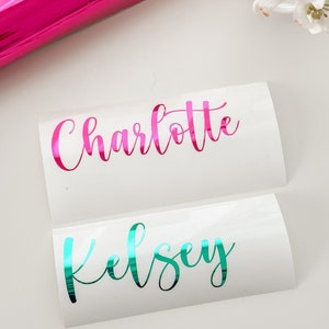 Custom Wedding Stickers Chrome Vinyl Name Decals Name Sticker Decal ...