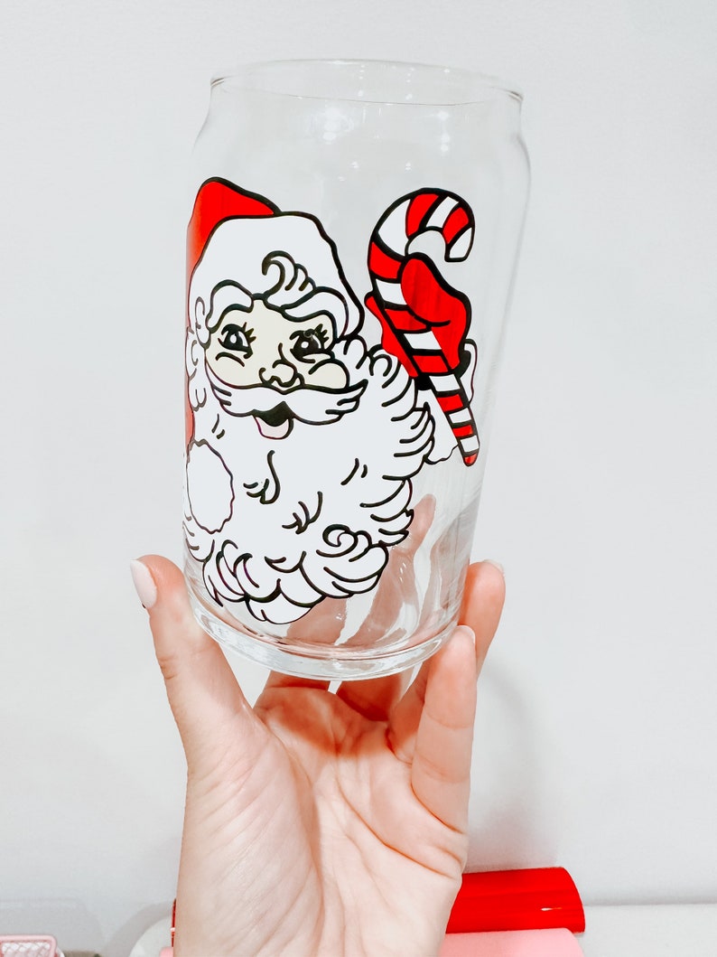 Retro Santa Claus Glass Cup Retro Christmas Cups Retro St - Etsy