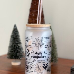 Daily Reminders Tumbler Daily Affirmation Quotes Iced Coffee Cup ...