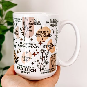 Daily Reminders Mug 15oz Coffee Mug Minimalistic Motivational Quote ...